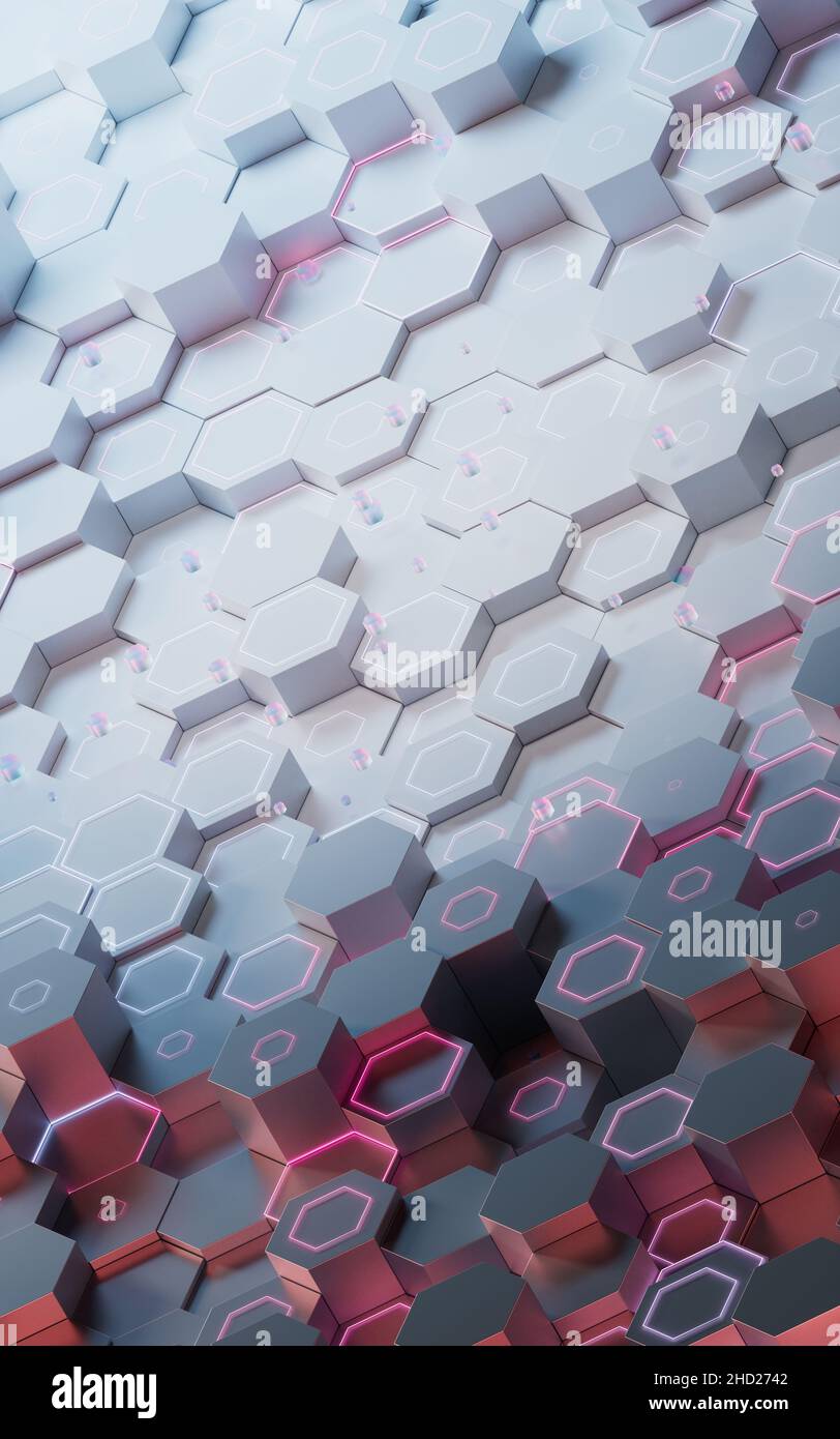 Hexagonal scientific and technological materials, 3d rendering. Computer digital drawing Stock ...