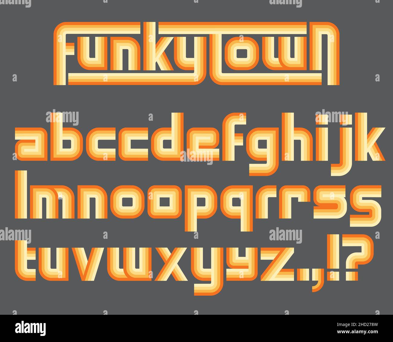 Funky colorful custom retro lettering alphabet. Vector alphabet ...