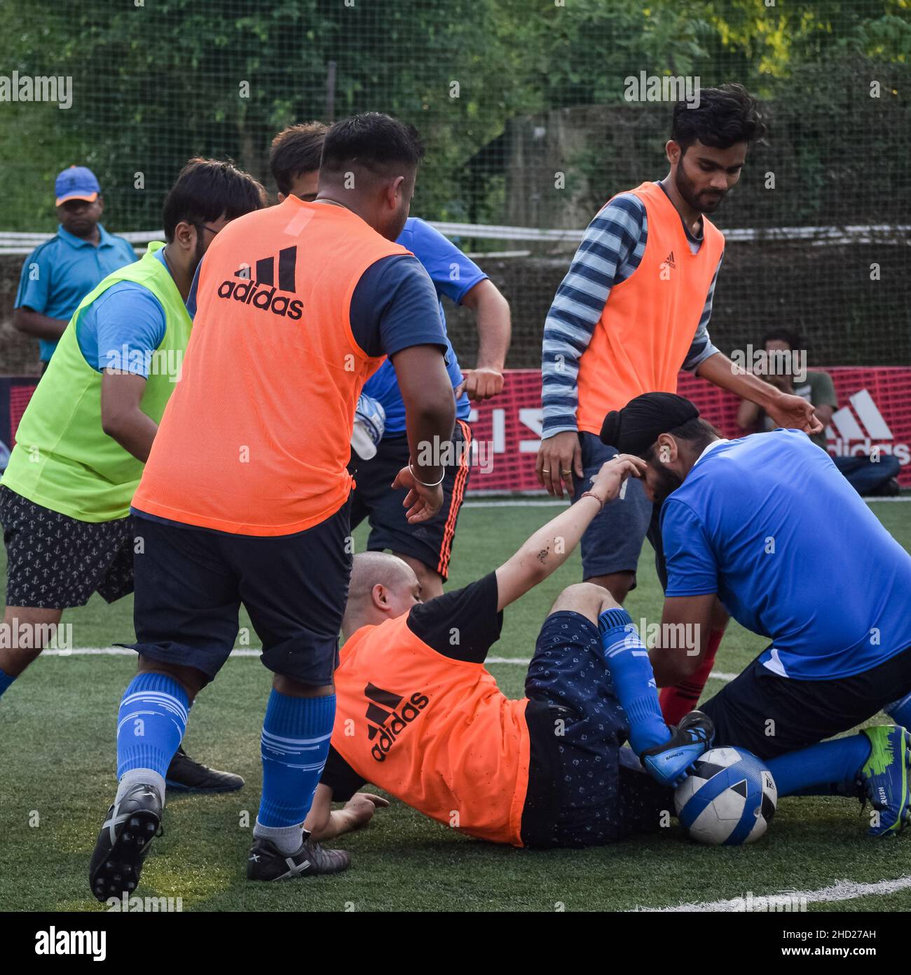 New Delhi, India - July 01 2018: Footballers of local football team ...