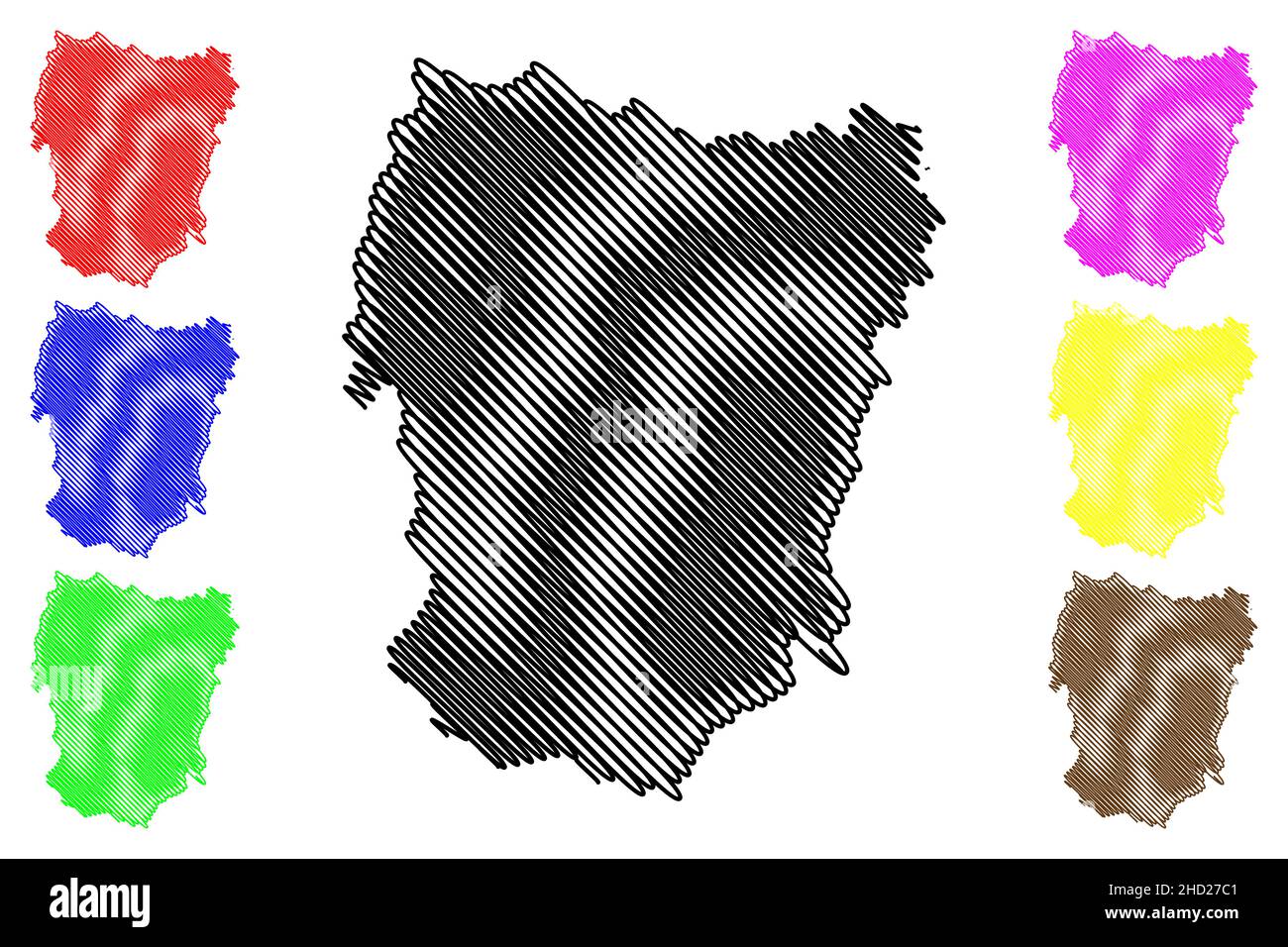 Shamli district (Uttar Pradesh State, Republic of India) map vector ...