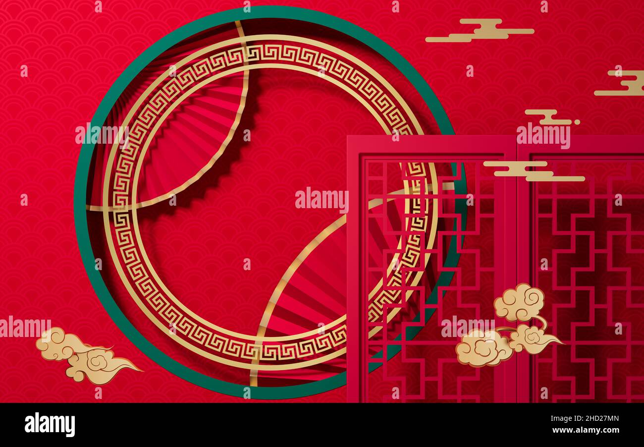 Chinese style scene and chinese style background, 3d rendering ...