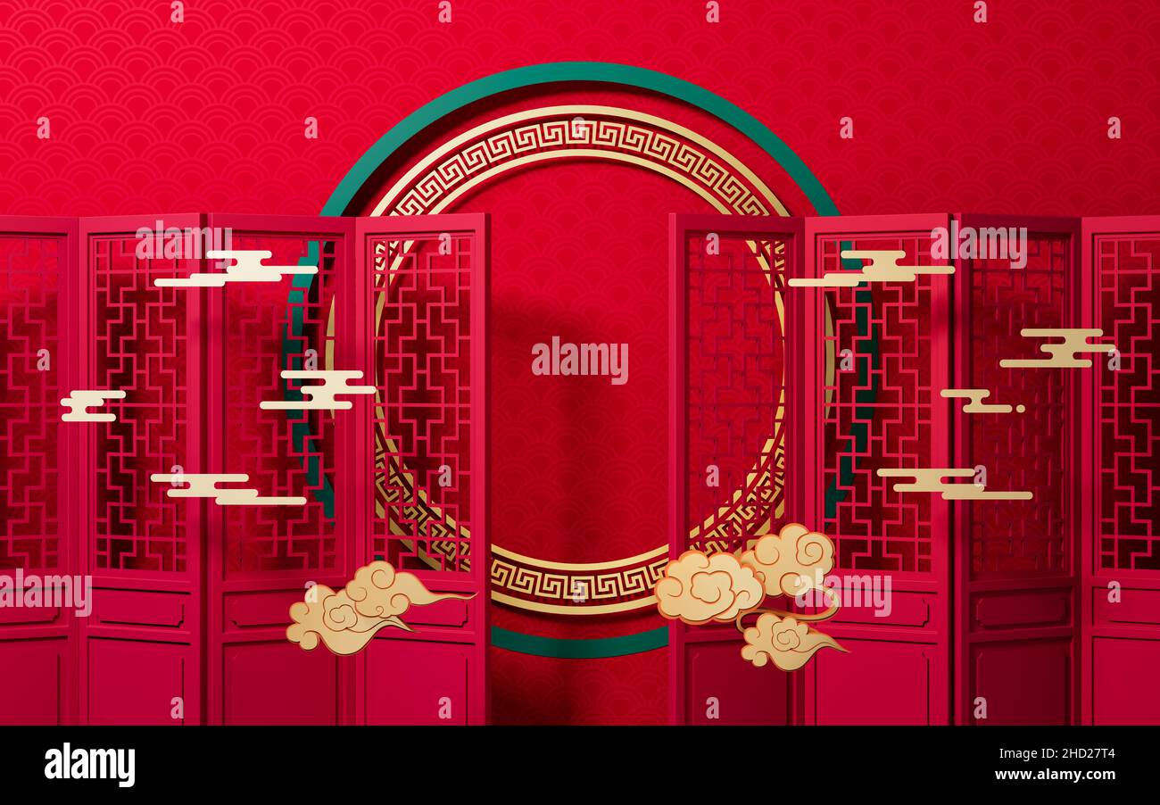 Chinese style scene and chinese style background, 3d rendering ...