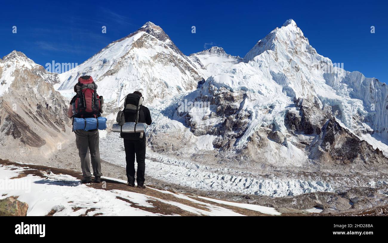 Himalayas mountains view of Mount Everest, Lhotse and Nuptse from Pumo ...