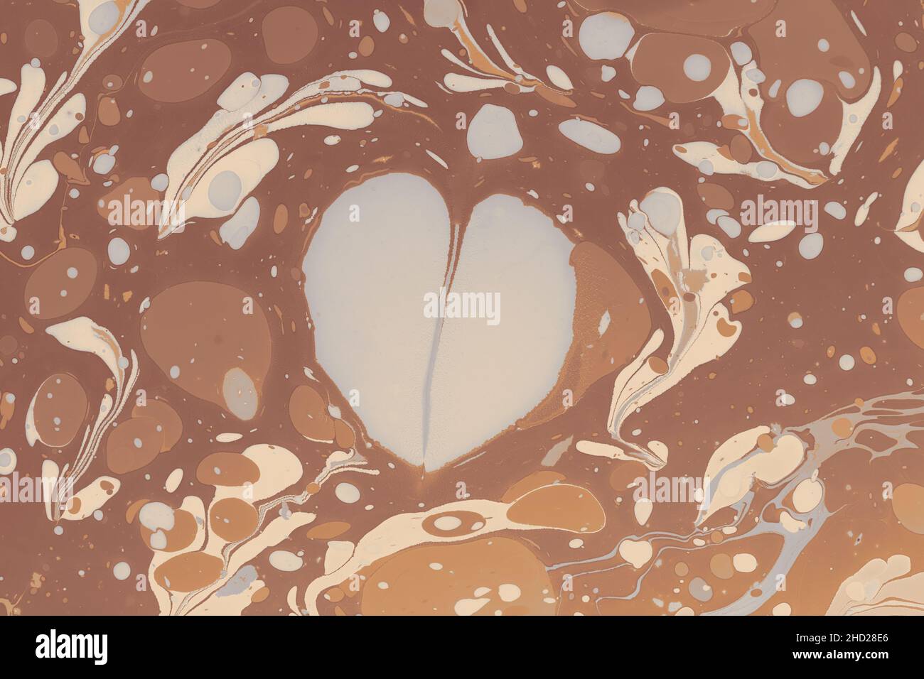 Abstract swirling brown background with a heart splotch for wallpapers ...
