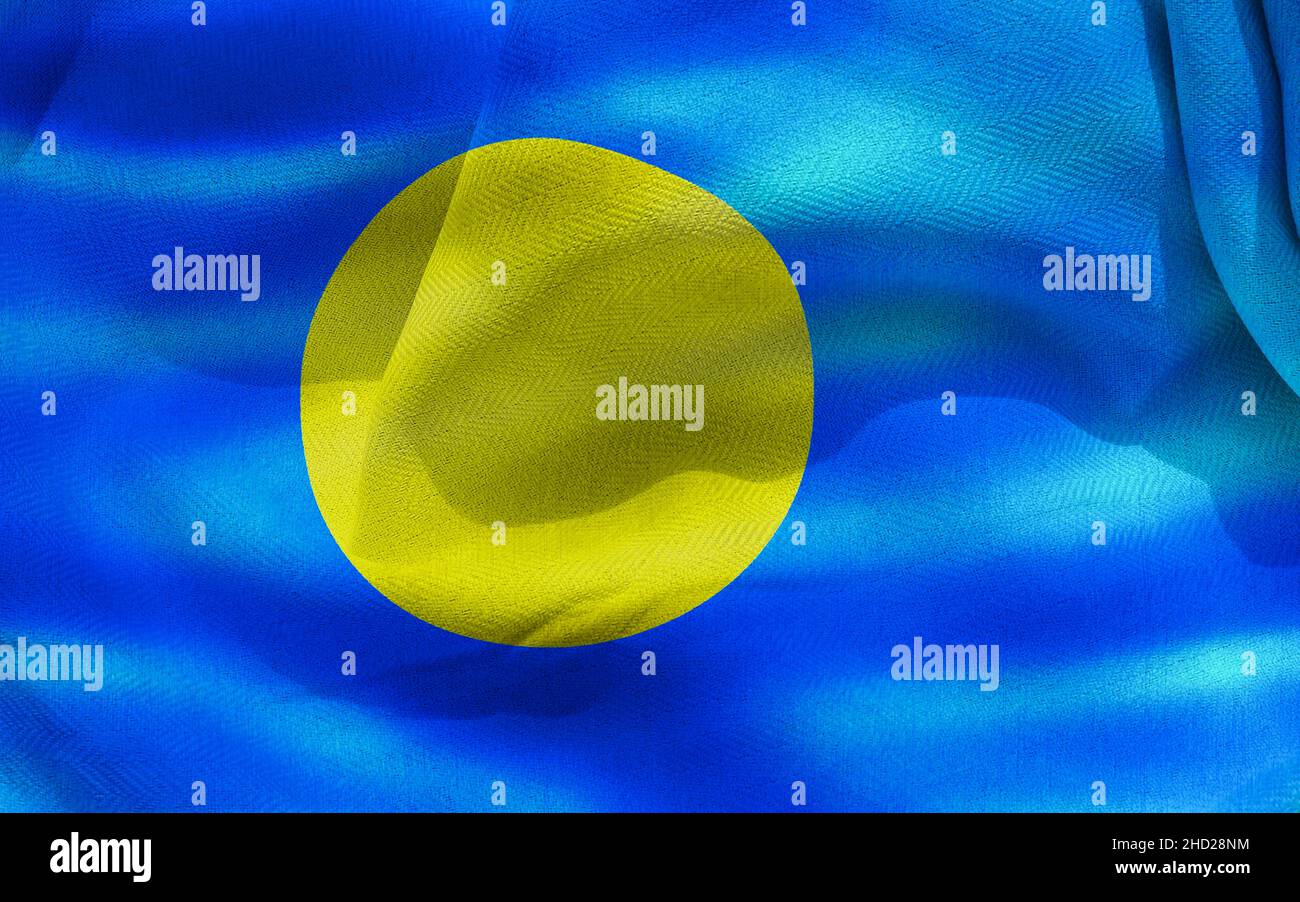 A 3D illustration of the realistic waving fabric flag of Pa ...