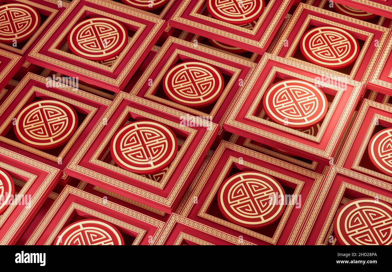 Patterns with Chinese style background, 3d rendering. Computer digital ...