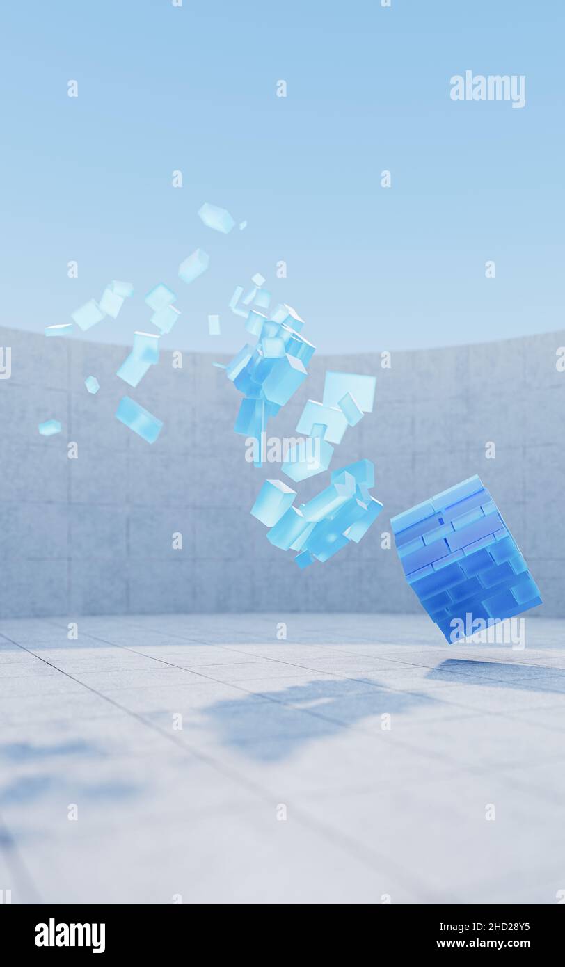 Translucent cubes with outdoor background, 3d rendering. Computer ...