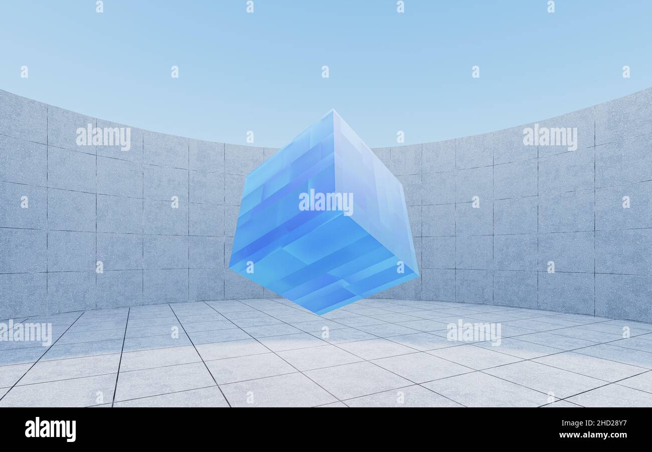 Translucent cubes with outdoor background, 3d rendering. Computer ...