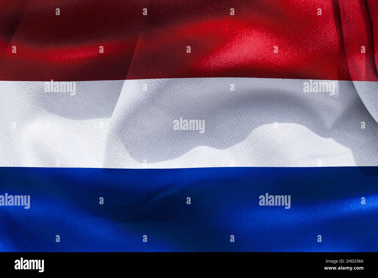 A 3D illustration of the realistic waving fabric flag of The ...