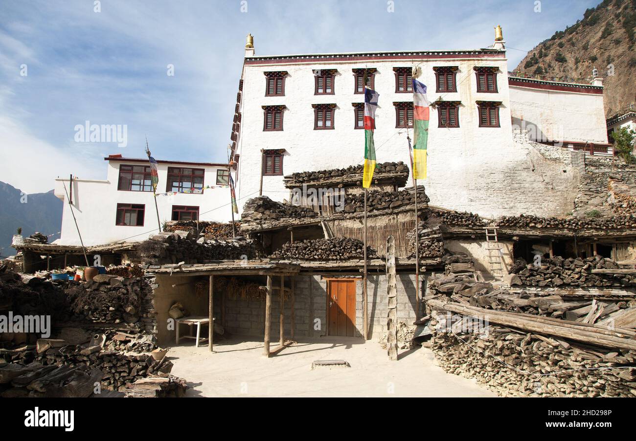 Panoramic view of Marpha village and monastery, one of the best ...