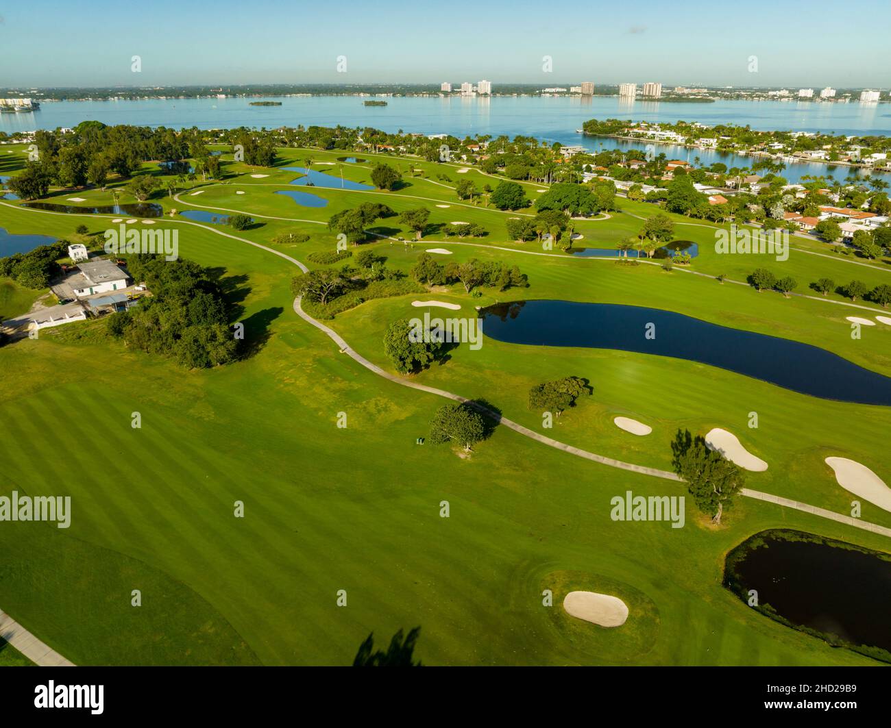 Aerial photo golf course scene in Miami Beach FL Stock Photo - Alamy