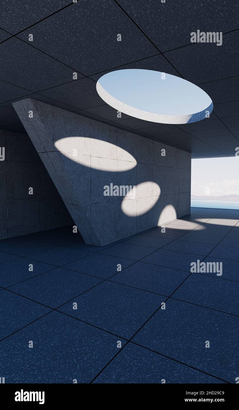 Abstract concrete buildings with open background, 3d rendering ...