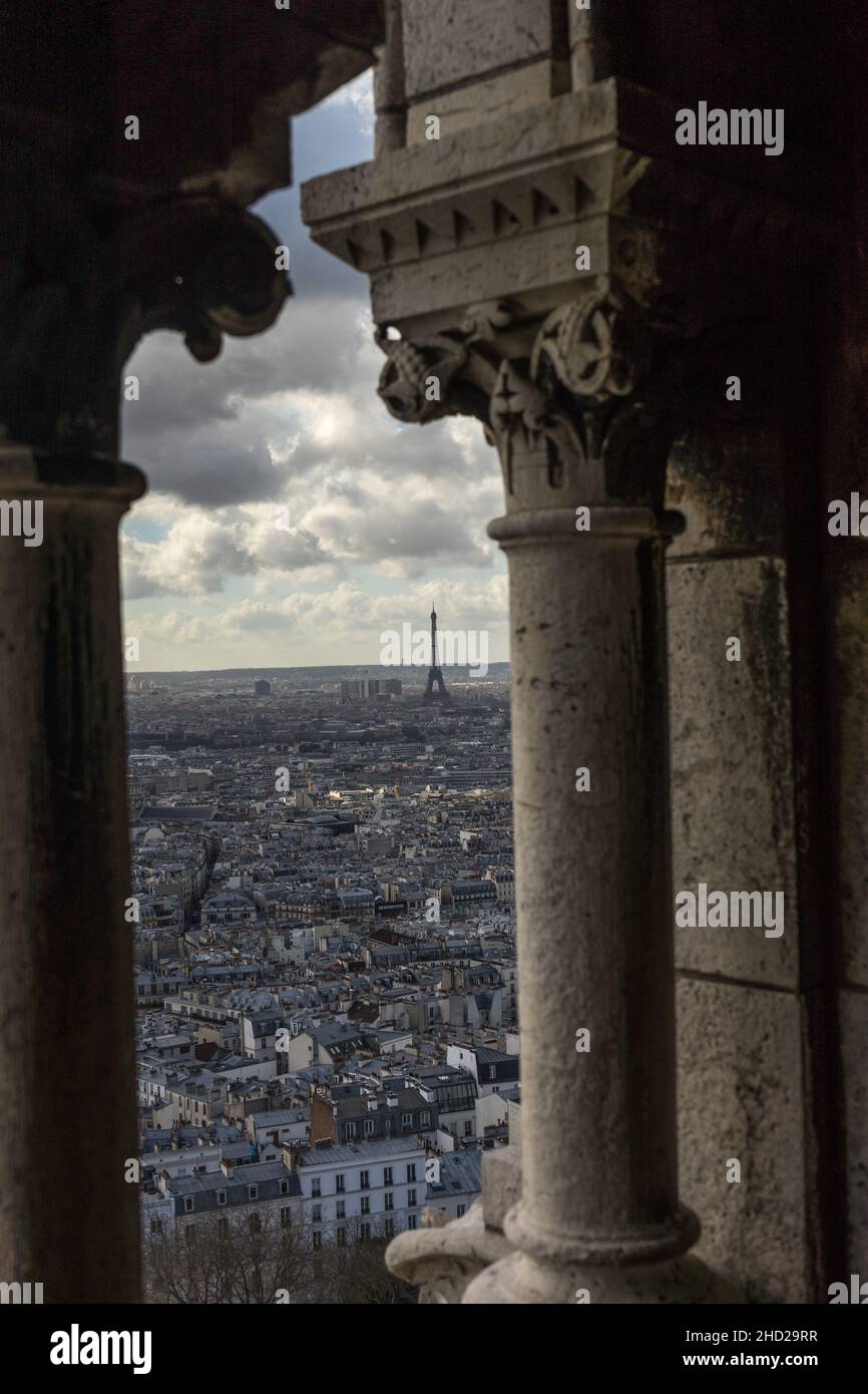 Vertical view of the skyline of Paris from a cathedral Stock Photo - Alamy