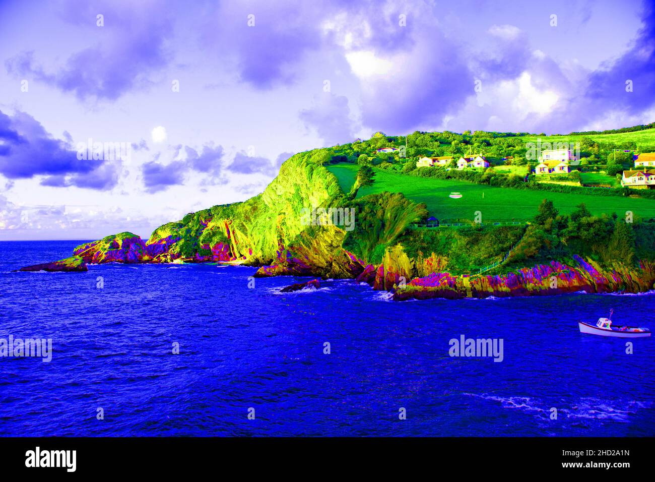 A colour enhanced image of Combe Martin Cliffs, N Devon Stock Photo - Alamy