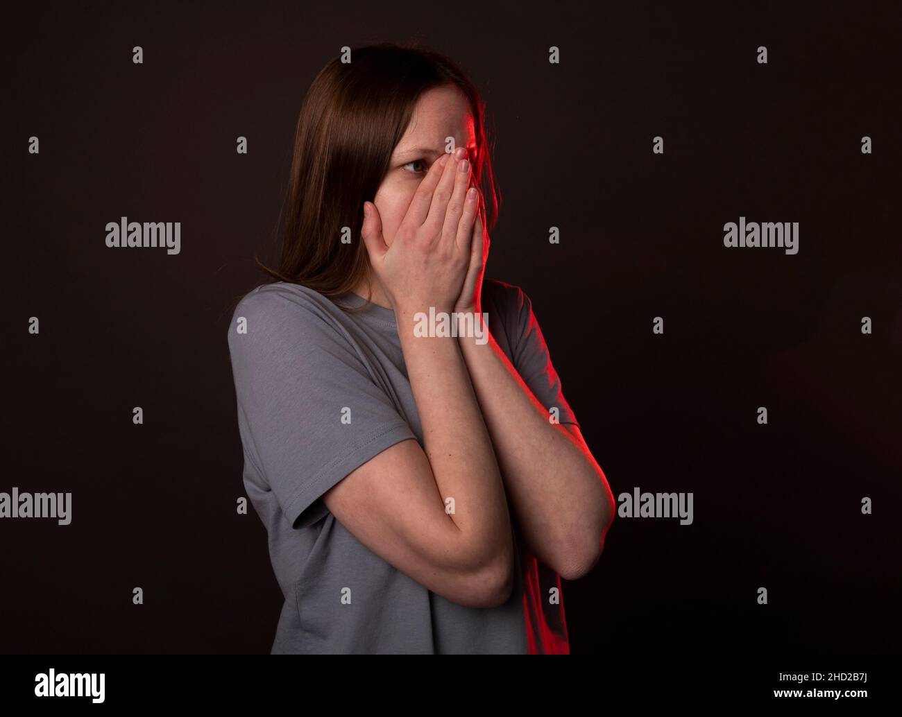Shame woman face hi-res stock photography and images - Alamy