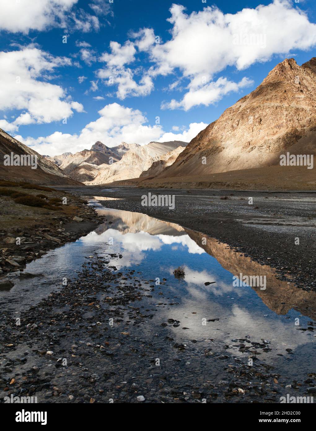 view from Indian himalayas - mountain and river in Rupshu valley - way ...