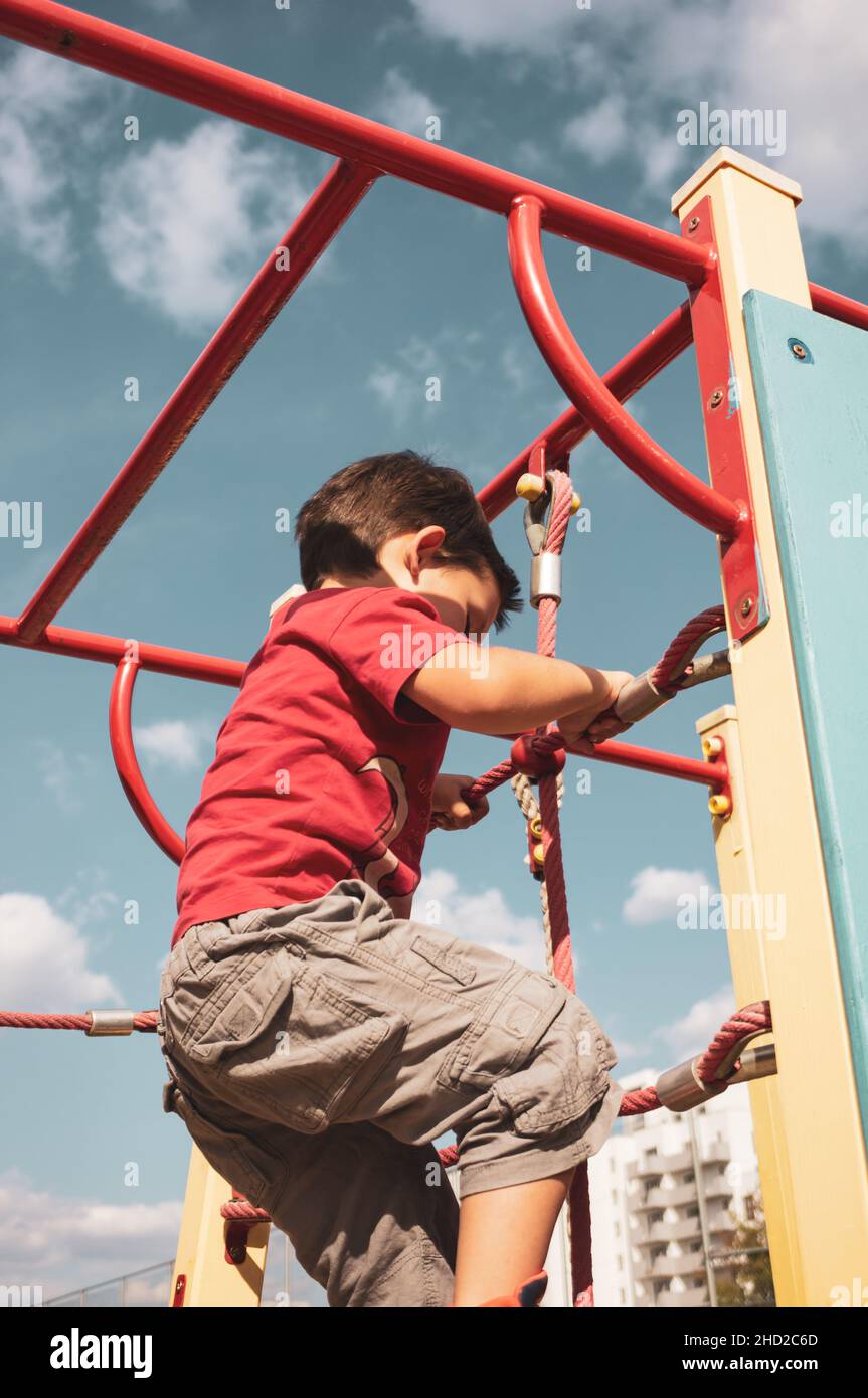 Child climbing stairs hi-res stock photography and images - Alamy