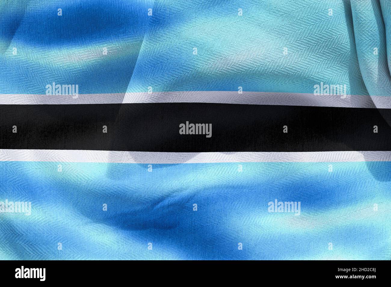 A 3D illustration of the realistic waving fabric flag of Botswana ...