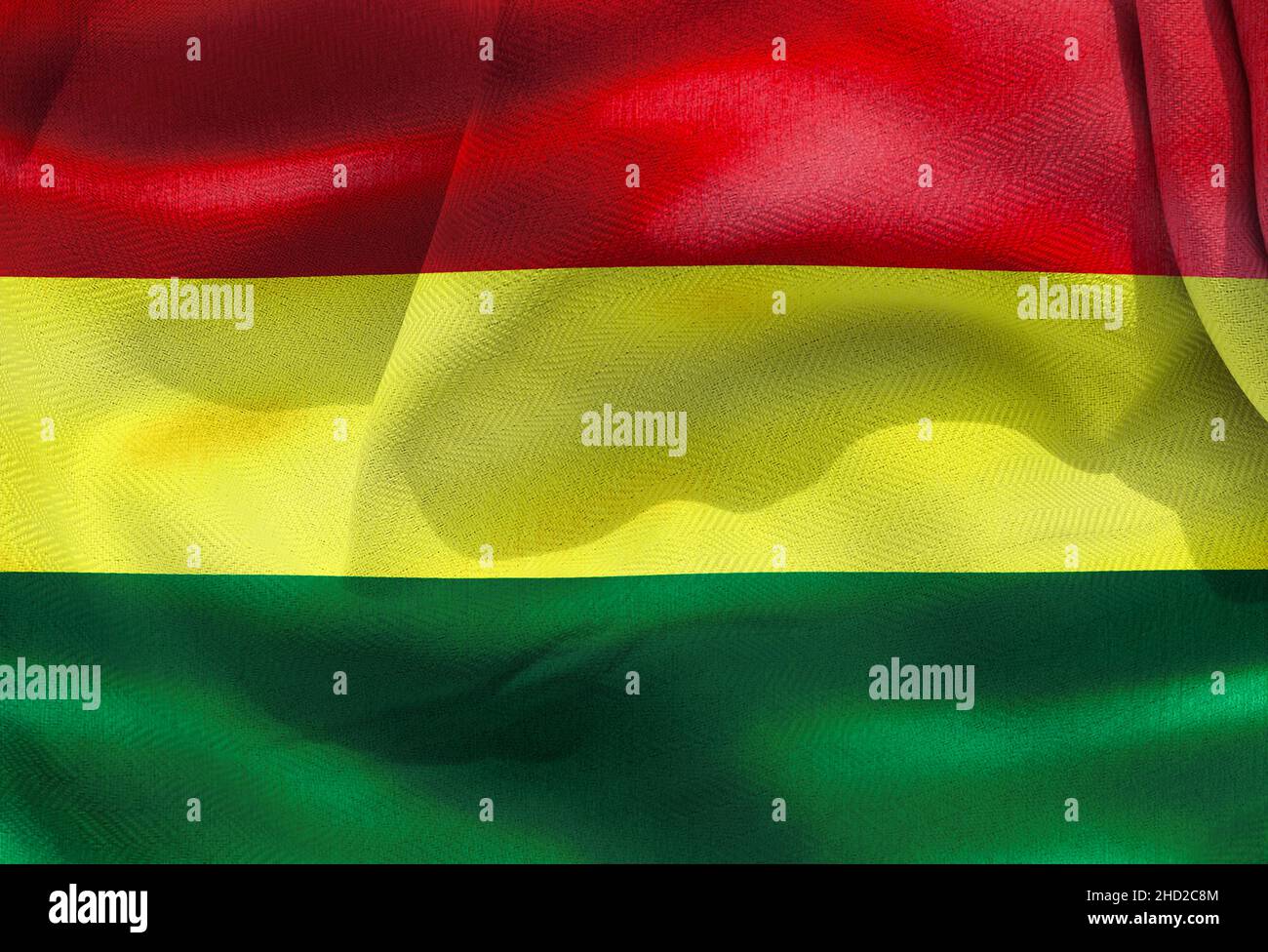 A 3D illustration of the realistic waving fabric flag of Bolivia ...