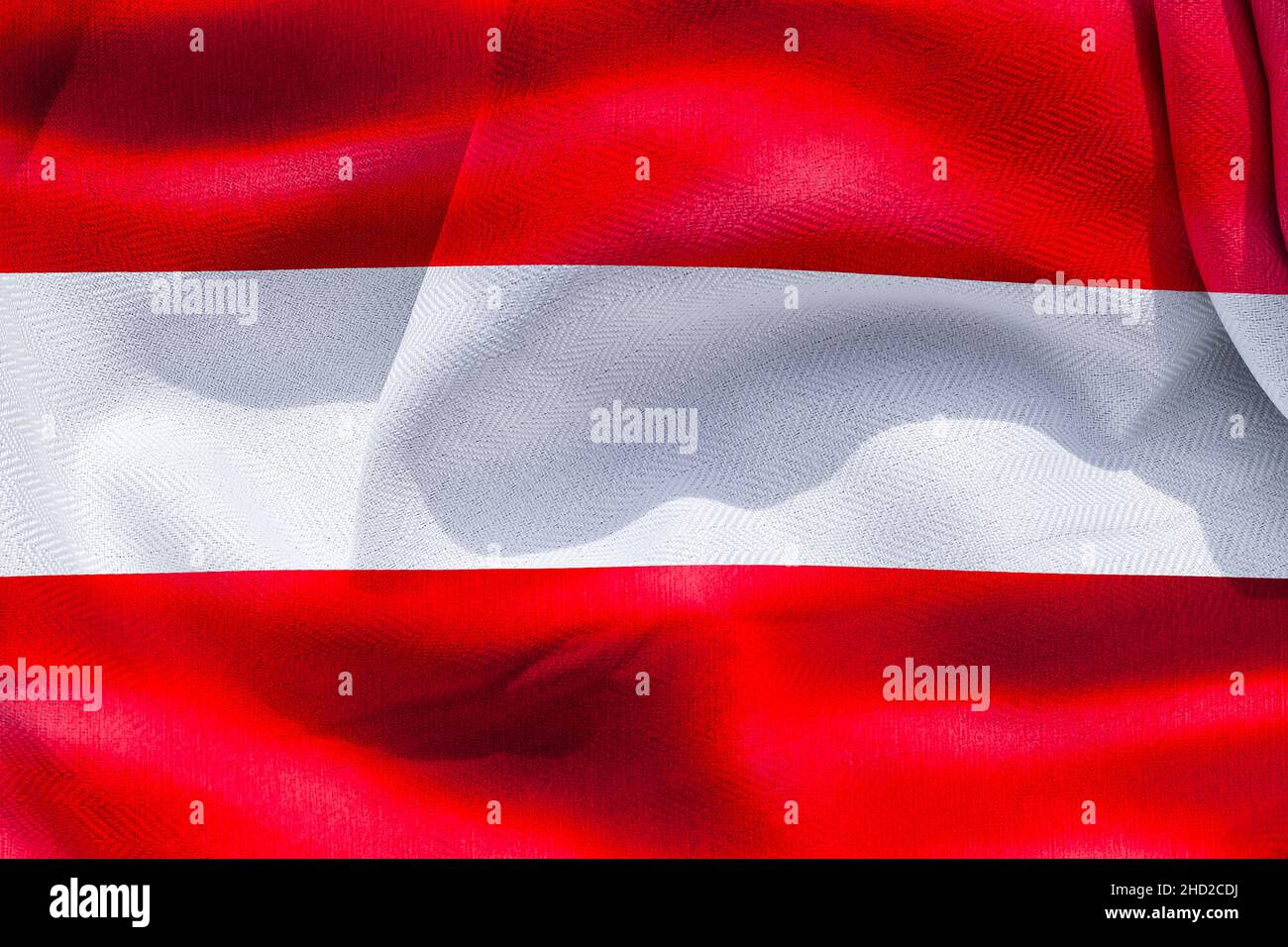 A 3D illustration of the realistic waving fabric flag of Austria ...