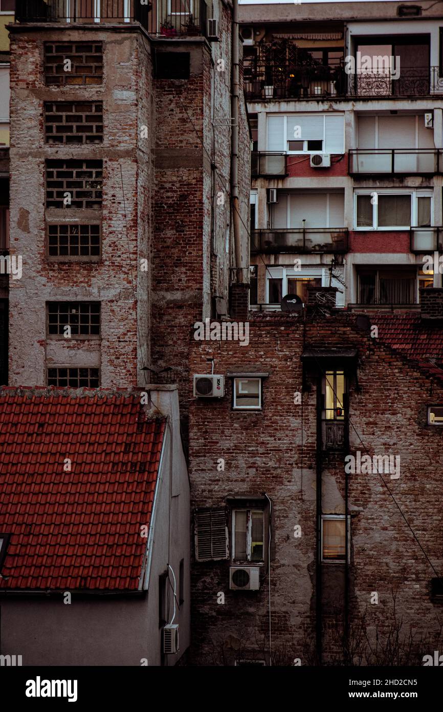 Front view of an old building facade Stock Photo - Alamy