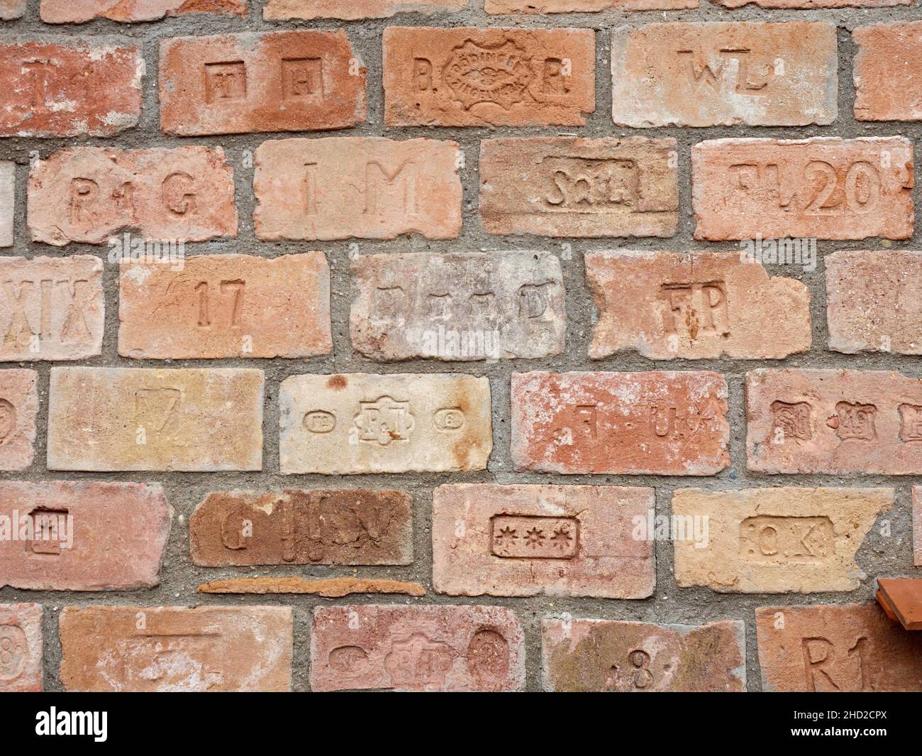 The old bricks wall build from branded bricks, Mkulov, Czechia.. 27th ...