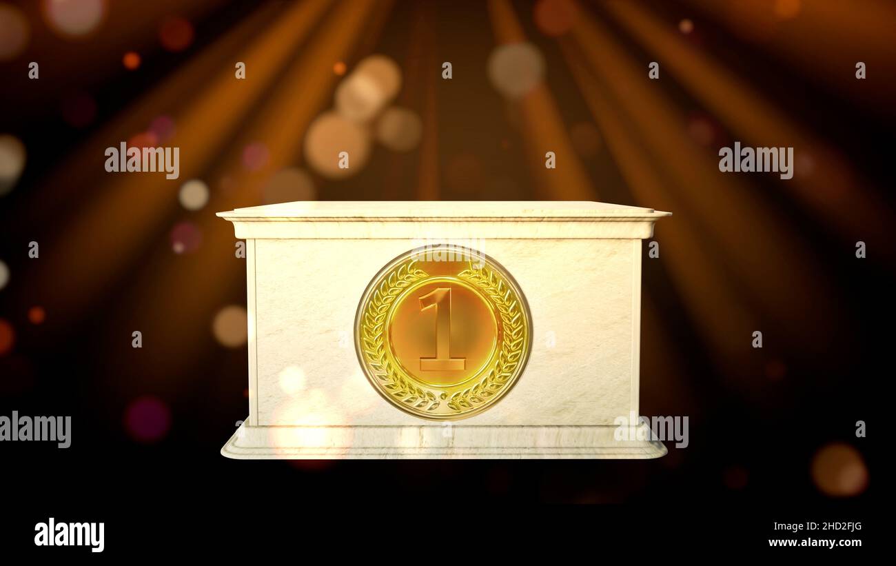 stone winners pedestal with festive background - object 3D illustration ...