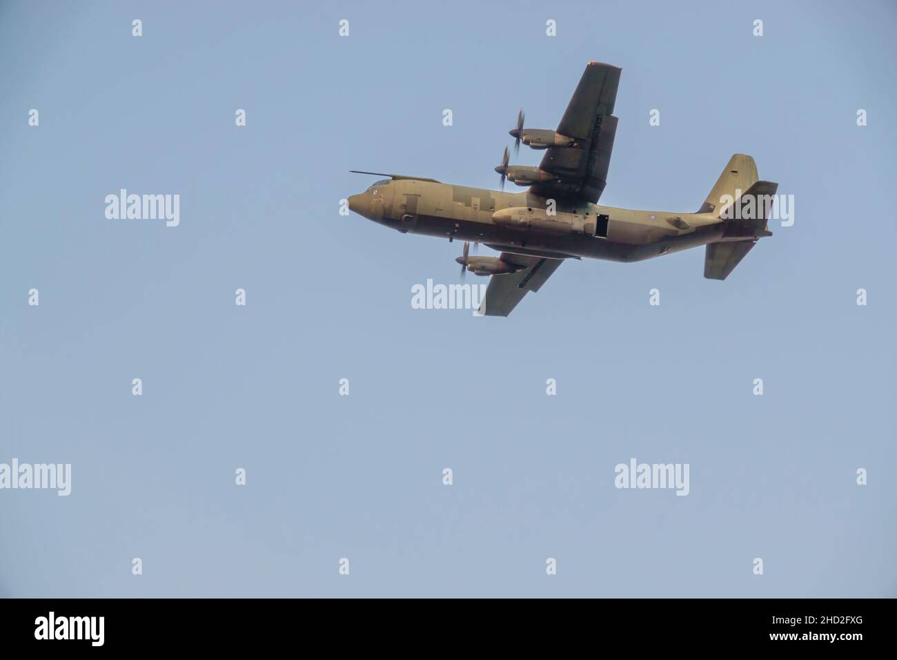 British RAF Hercules C-130J military air-to-air refuelling aircraft ...