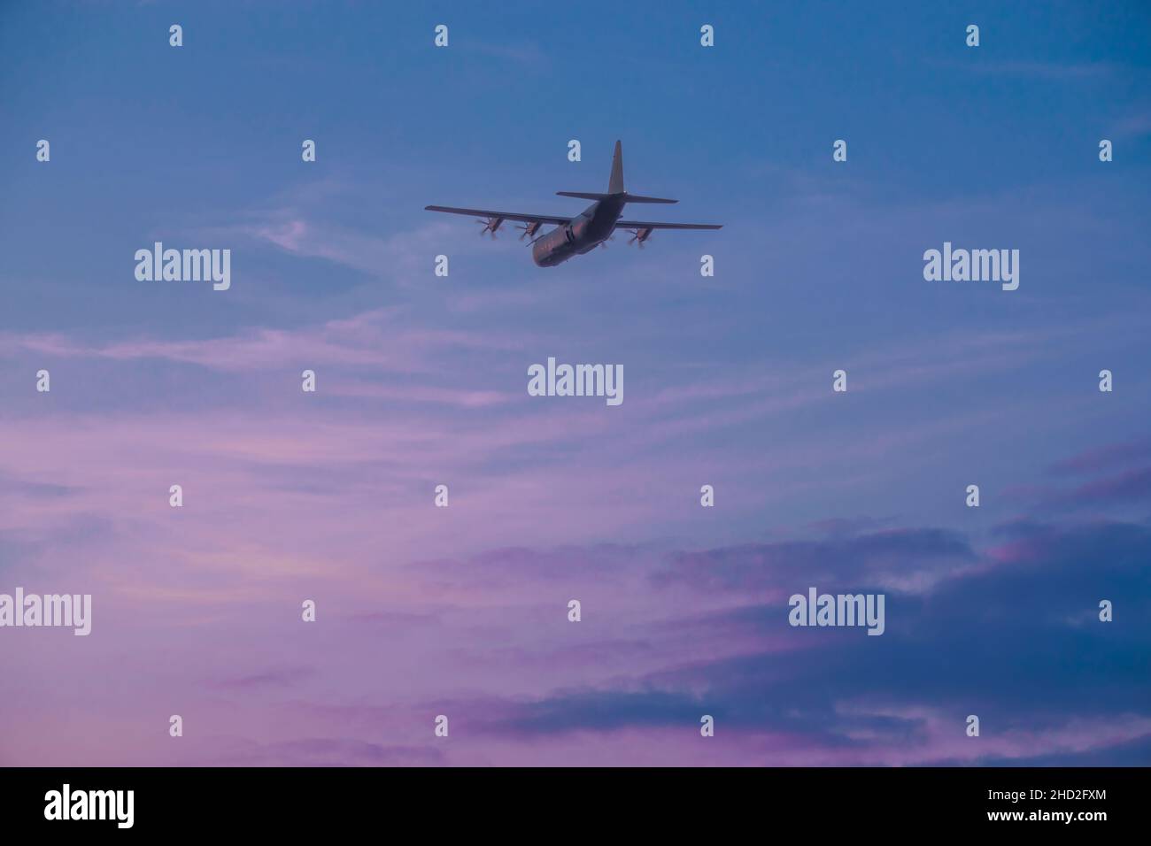 British RAF Hercules C-130J military air-to-air refuelling aircraft ...