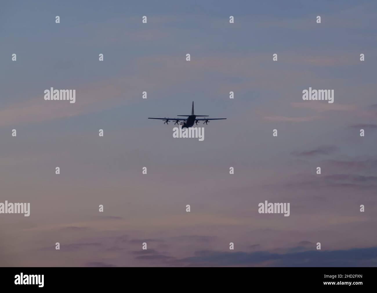 British RAF Hercules C-130J military air-to-air refuelling aircraft ...