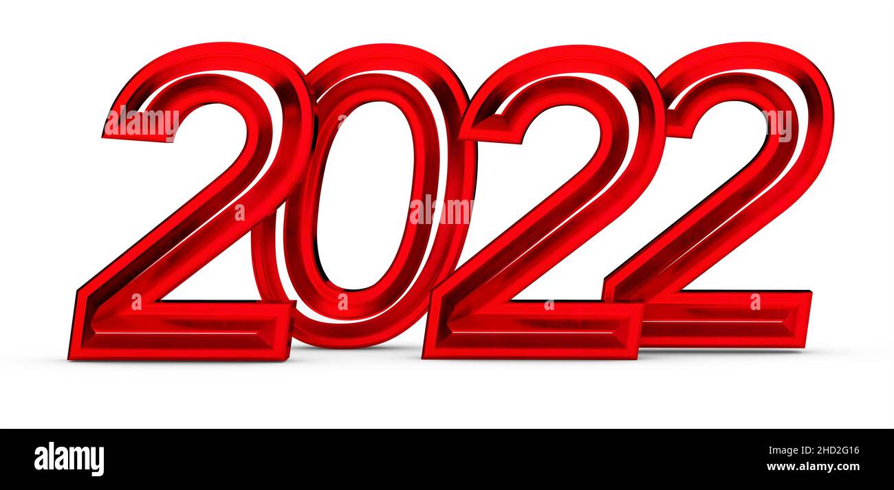 A 3d illustration of New Year in red with a white background Stock ...
