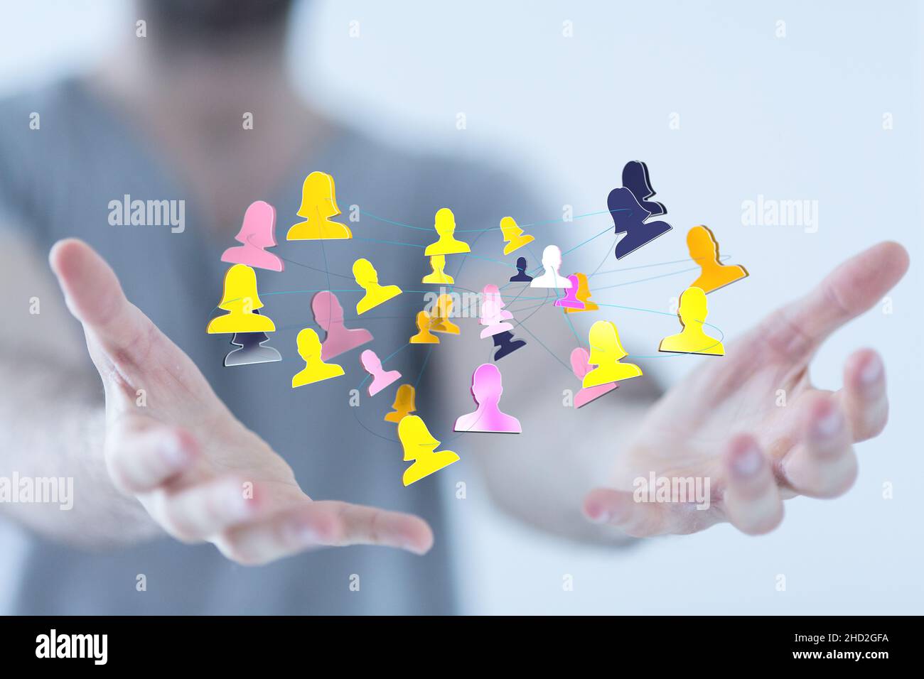 3d rendering of unity group and teamwork concept with a man in the ...