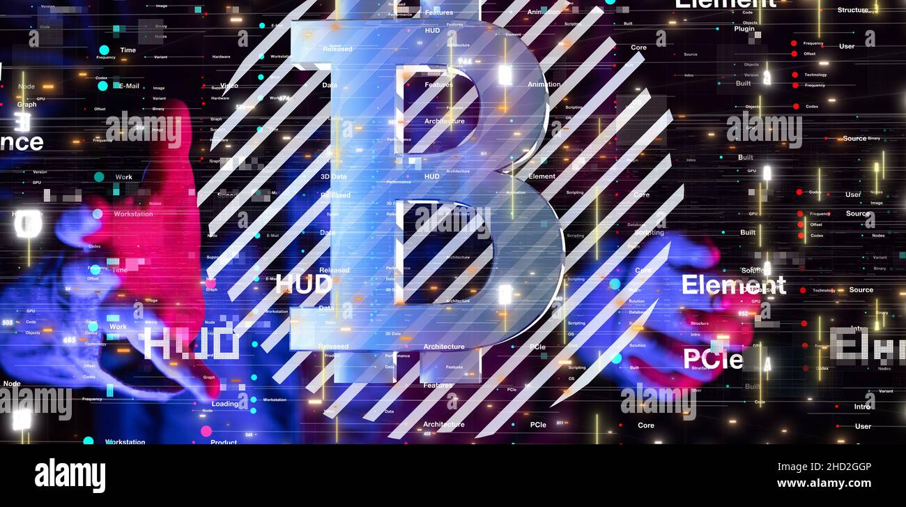 3d illustration of the bitcoin logo and stock markets Stock Photo - Alamy