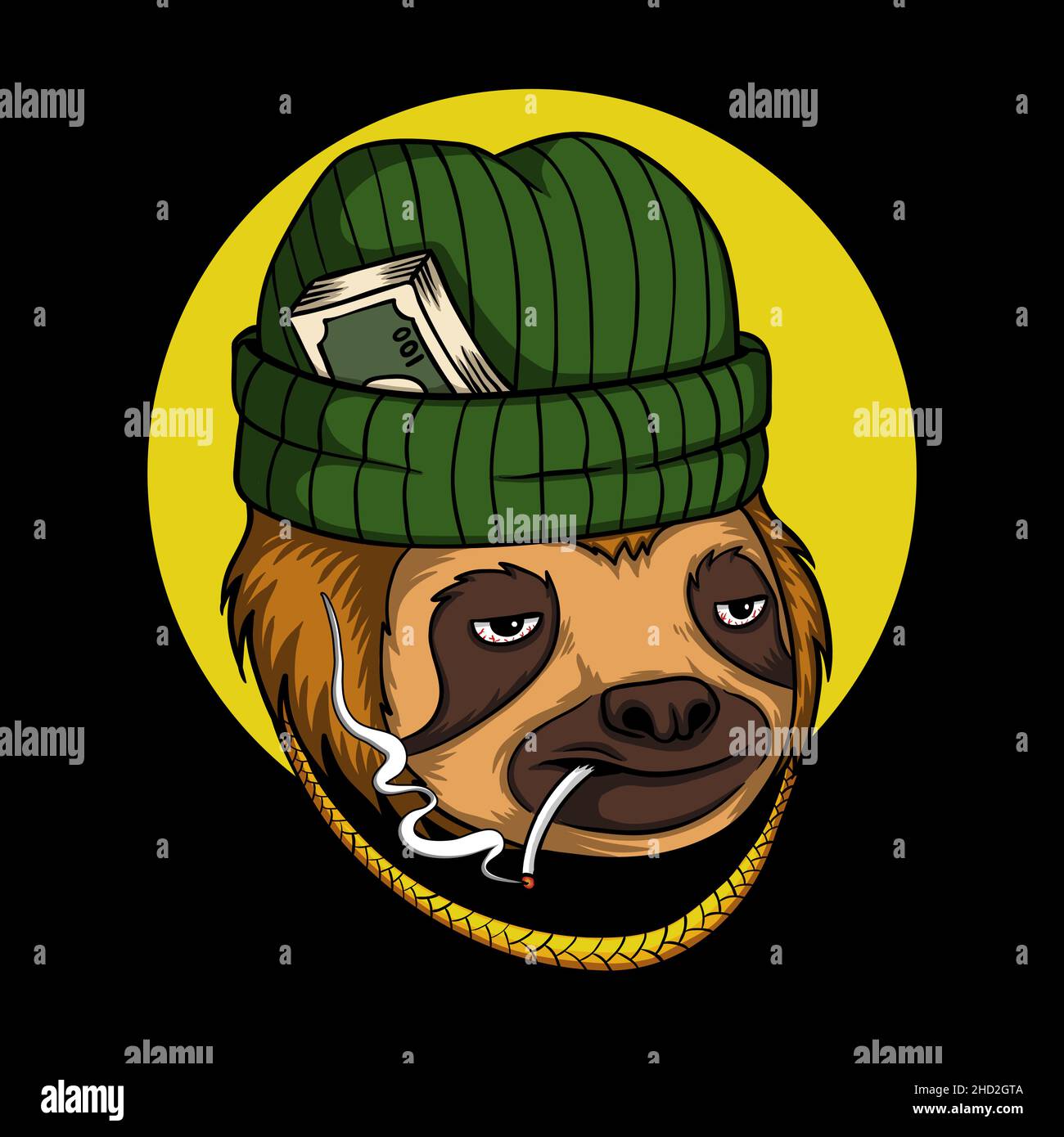 Sloth smoking vector illustration Stock Vector Image & Art - Alamy