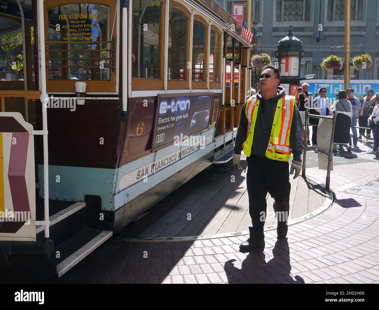 Cable car operator in San Francisco Stock Photo - Alamy