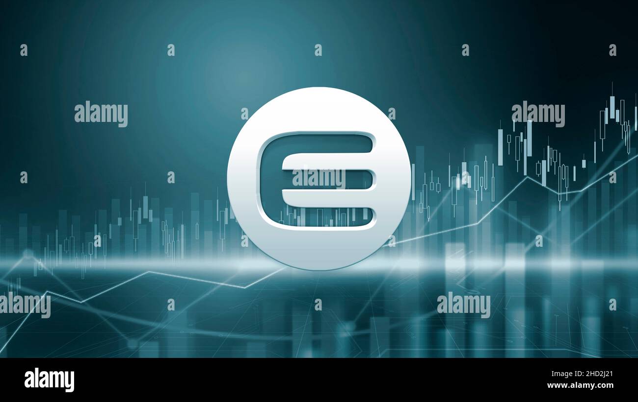 3D rendering enjin cryptocurrency coin on colorful background ...