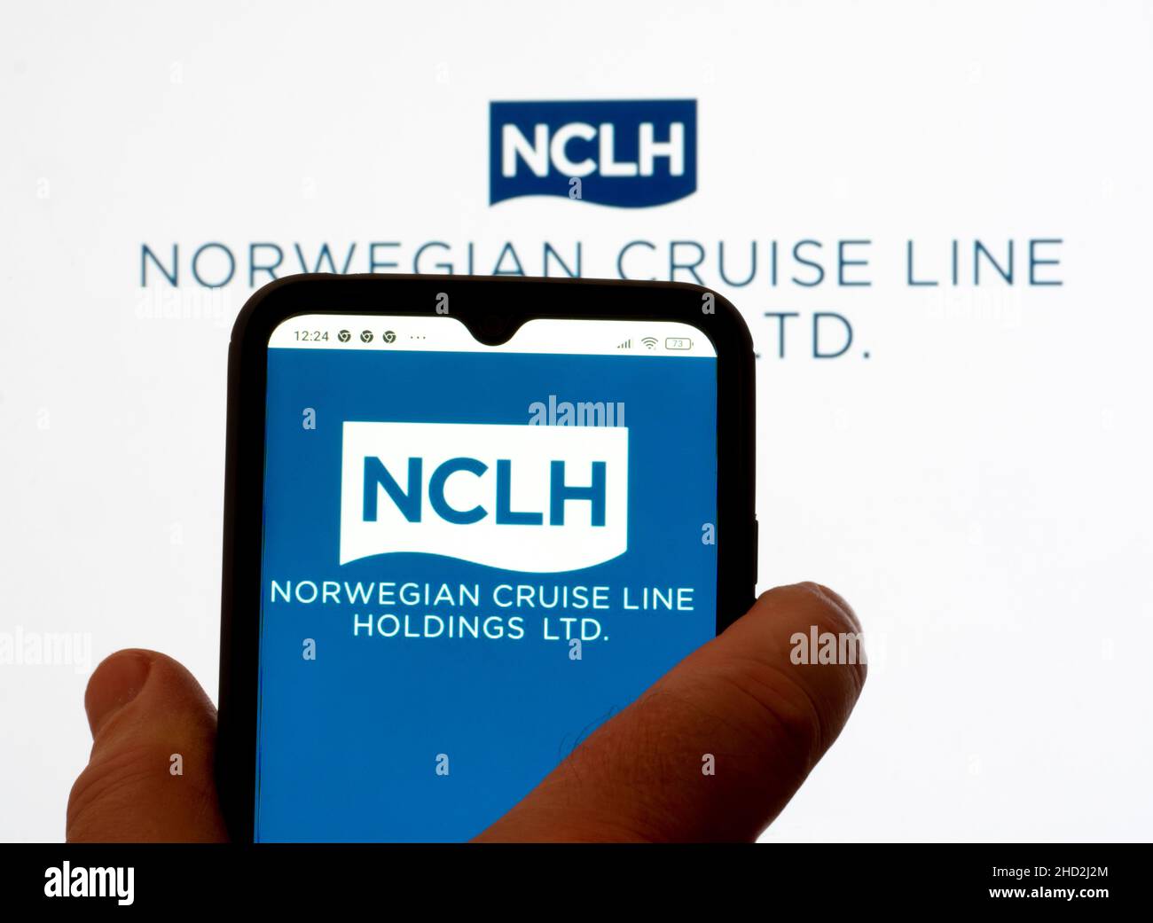 In this photo illustration a Norwegian Cruise Line Holdings Ltd (NCLH ...