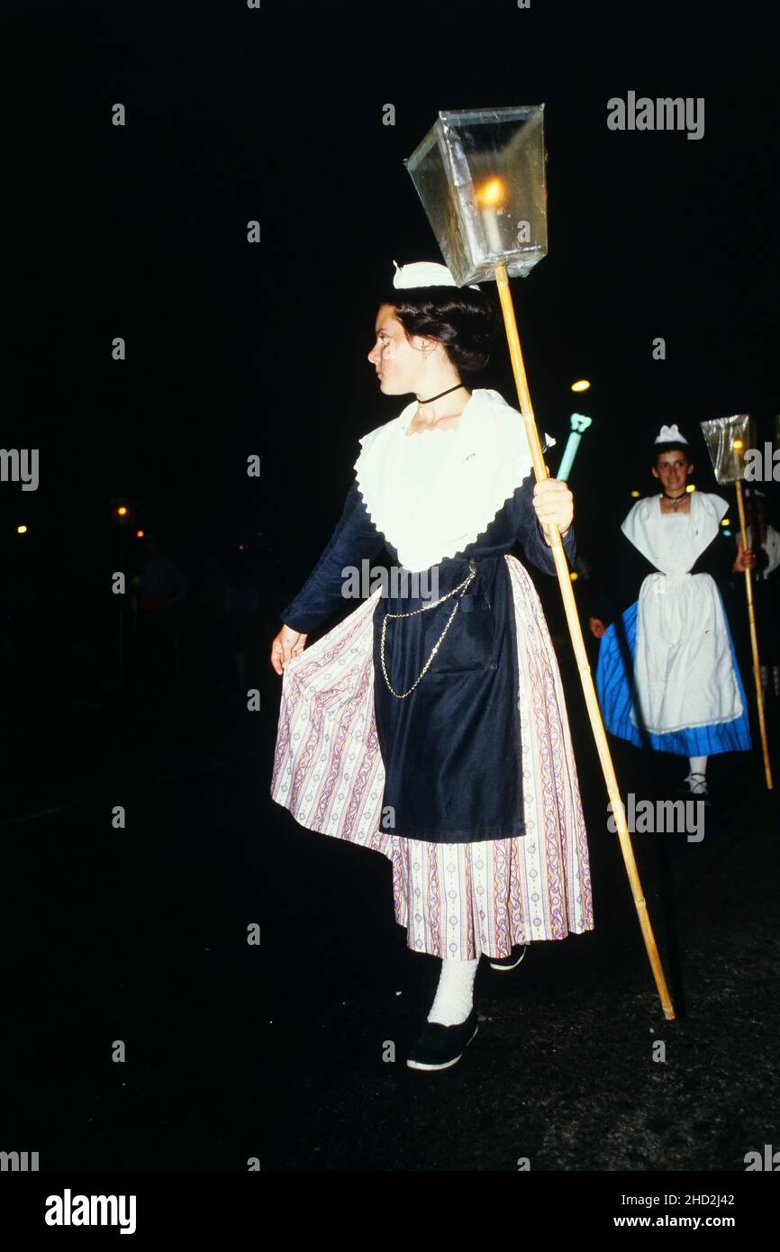 Archives 80ies: Pegoulade, traditonal local feast, Arles,, Bouches-du-Rhone, France, 1987 Stock ...