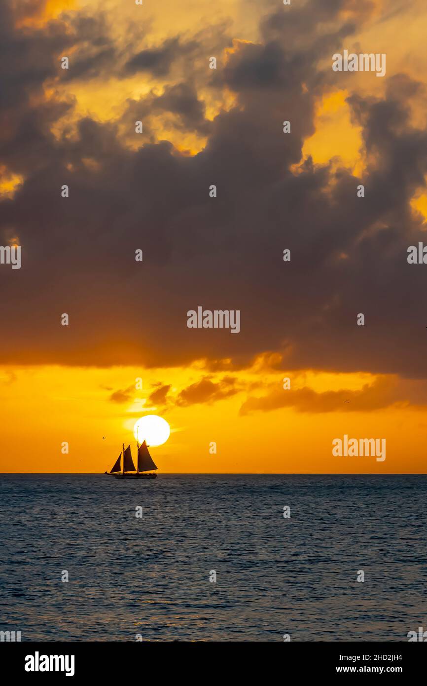Key West, Florida, USA. 17th Dec, 2021. The sun sets on the Atlantic ...