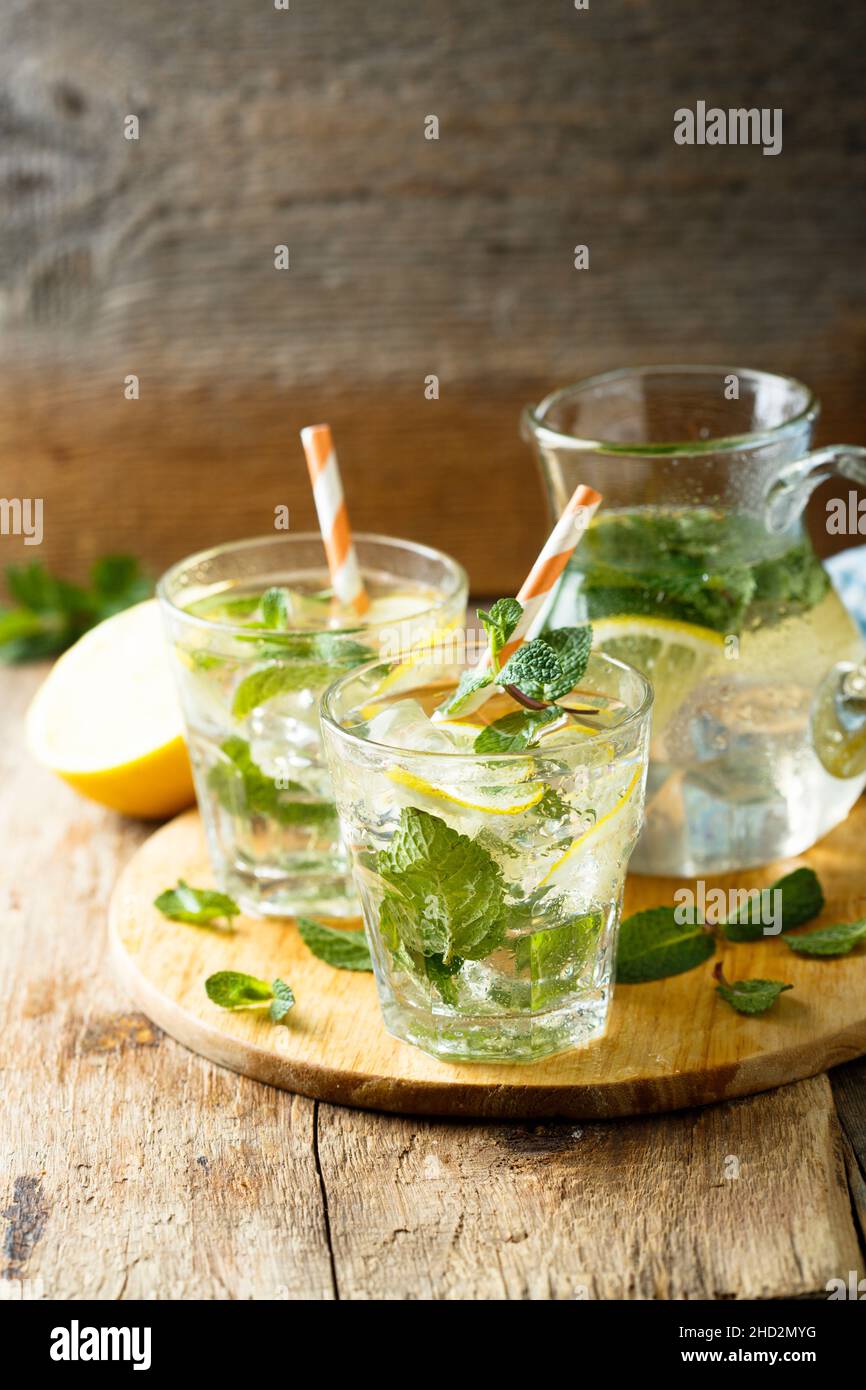 Traditional homemade lemonade with mint Stock Photo - Alamy