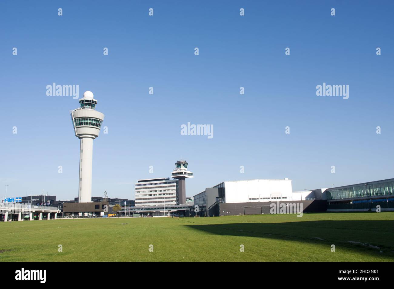 Air traffic control tower for flights managment at airport Schiphol in ...