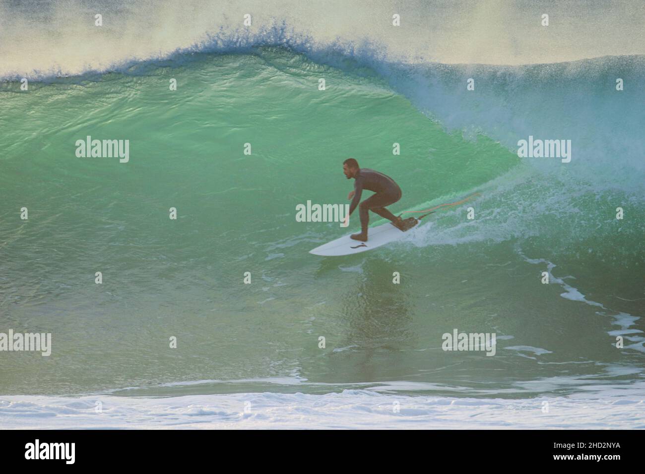 Surfer in a perfect barrel wave Stock Photo - Alamy