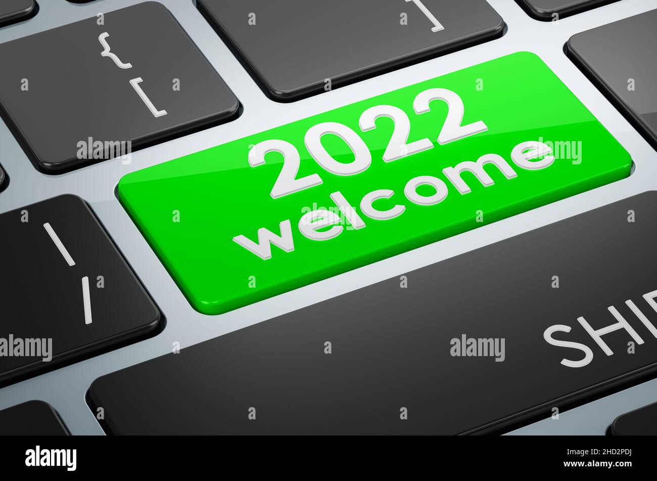 2022 welcome button on keyboard, 3D rendering Stock Photo - Alamy