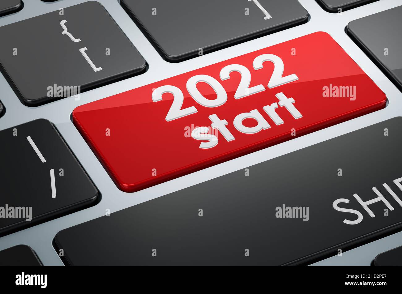 2022 start button on keyboard, 3D rendering Stock Photo - Alamy