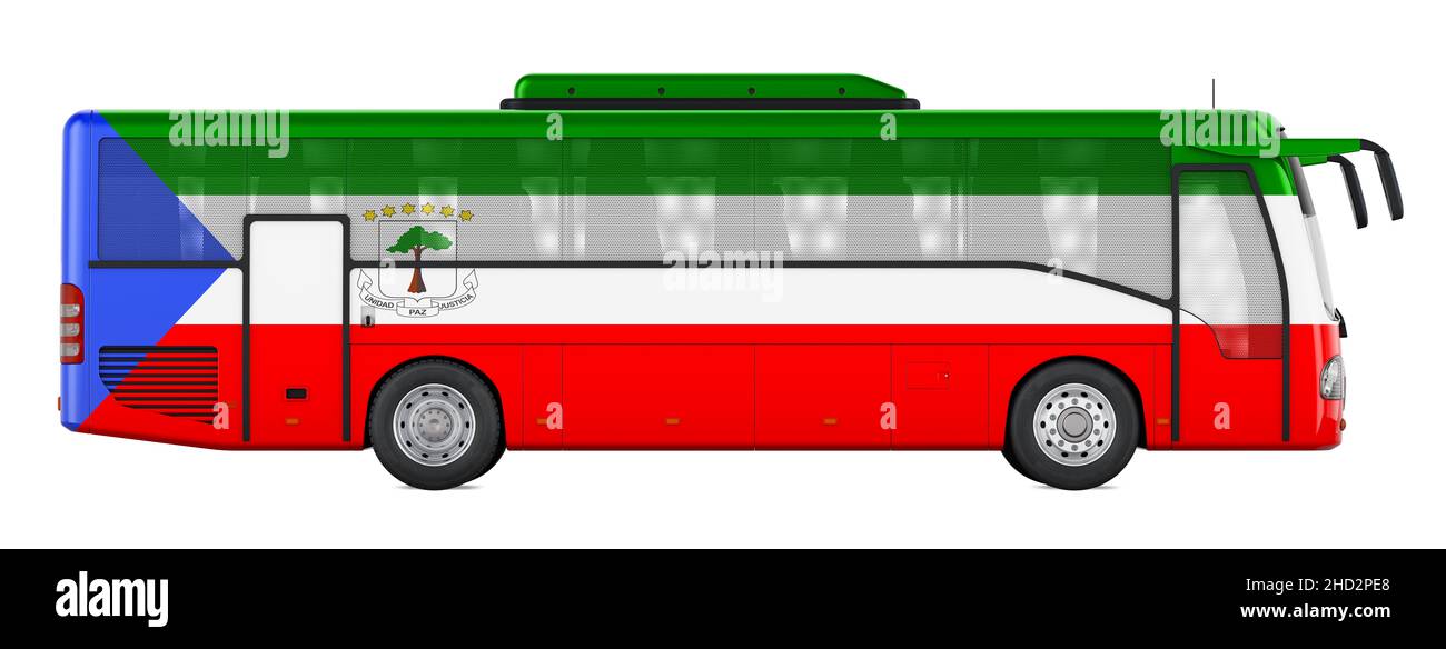 Bus travel in Equatorial Guinea, Equatoguinean bus tours, concept. 3D ...