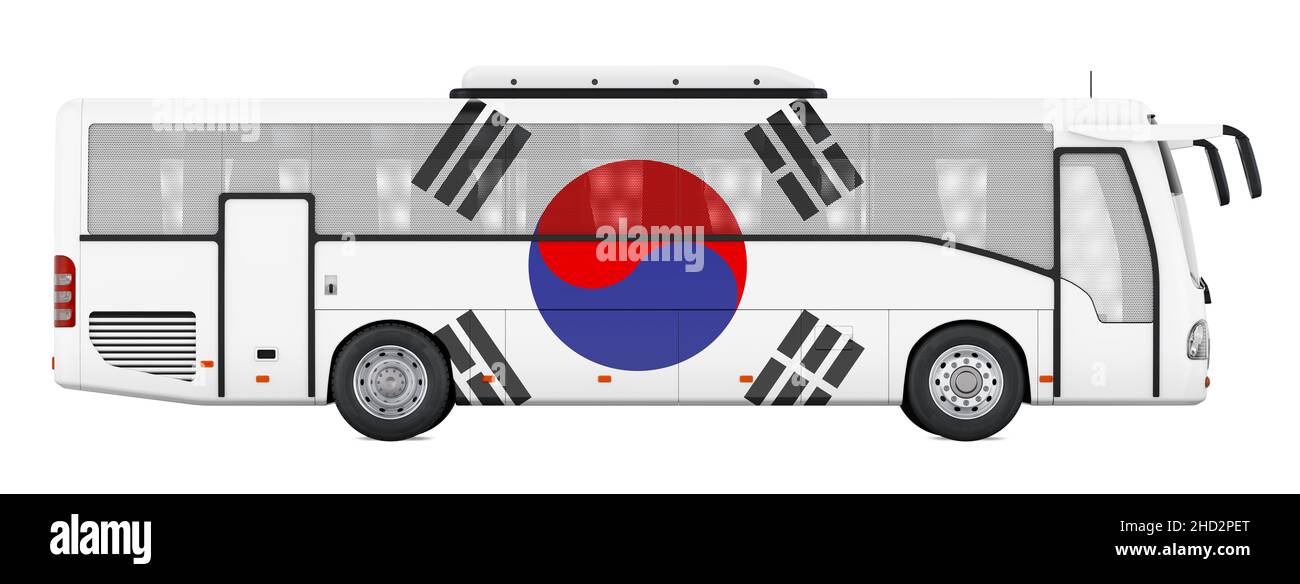 Bus travel in South Korea, South Korean bus tours, concept. 3D ...