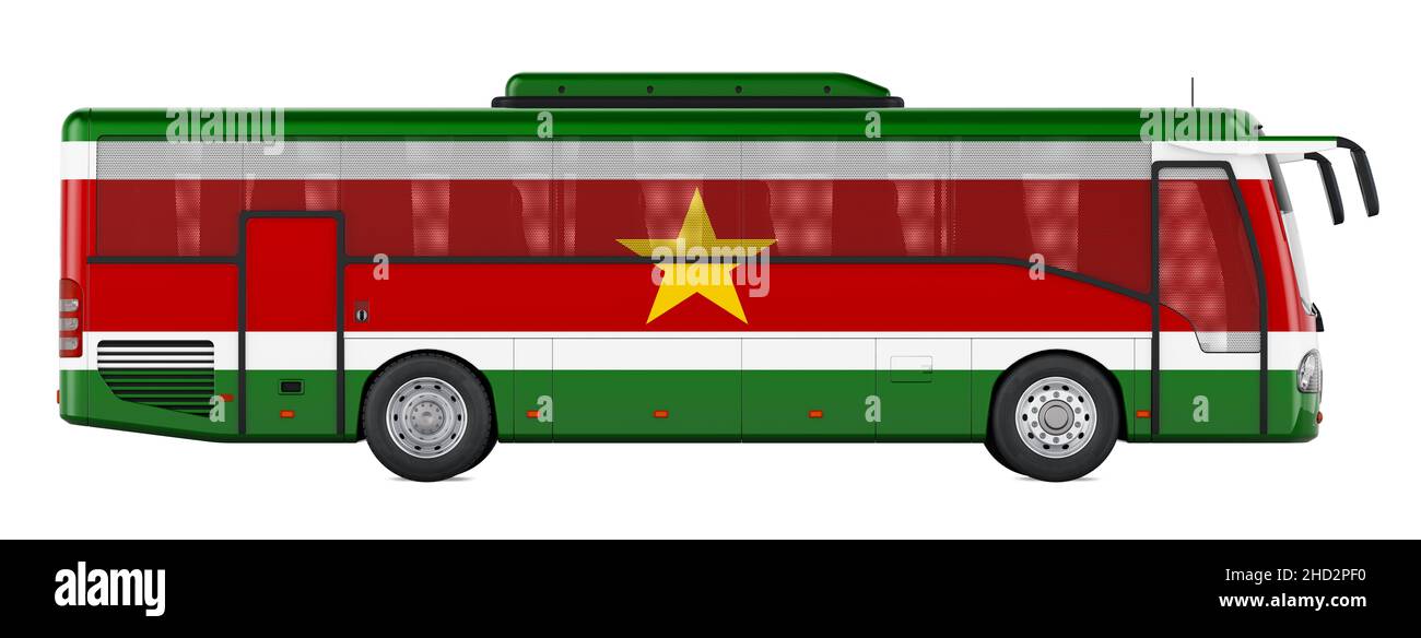 Bus travel in Suriname, Surinamese bus tours, concept. 3D rendering ...