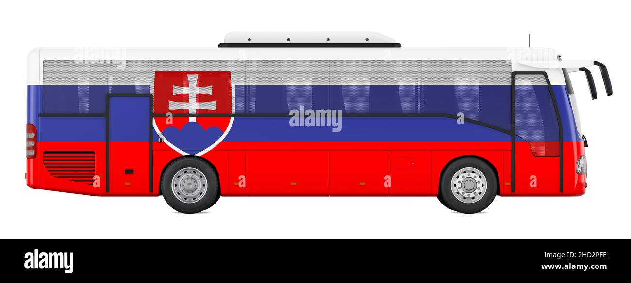 Bus travel in Slovakia, Slovak bus tours, concept. 3D rendering ...
