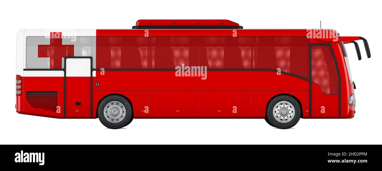 Bus travel in Tonga, Tongan bus tours, concept. 3D rendering isolated ...