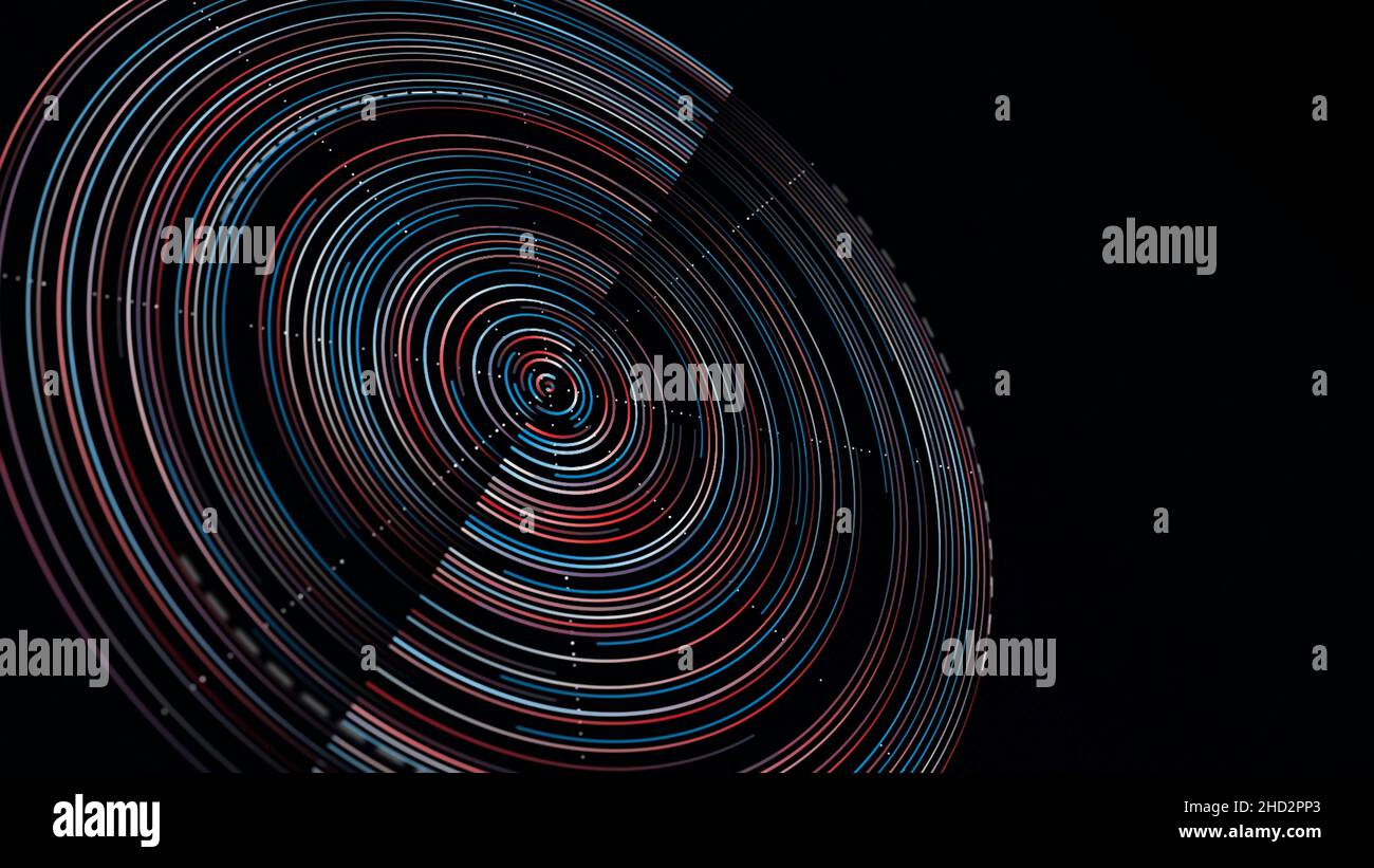 Futuristic neon disk. Animation. Digital disk with circular radius with ...
